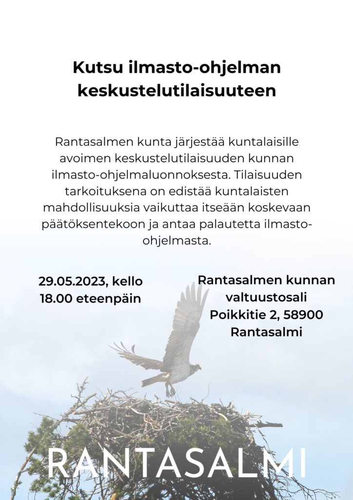 Kutsu keskustelemaan ilmasto-ohjelmaluonnoksesta - Rantasalmen kunta